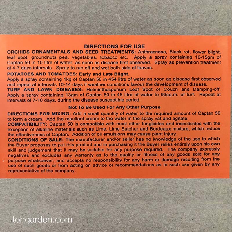 Captan 50% W.P. Non-systemic Fungicide - Toh Garden : Singapore Orchid ...